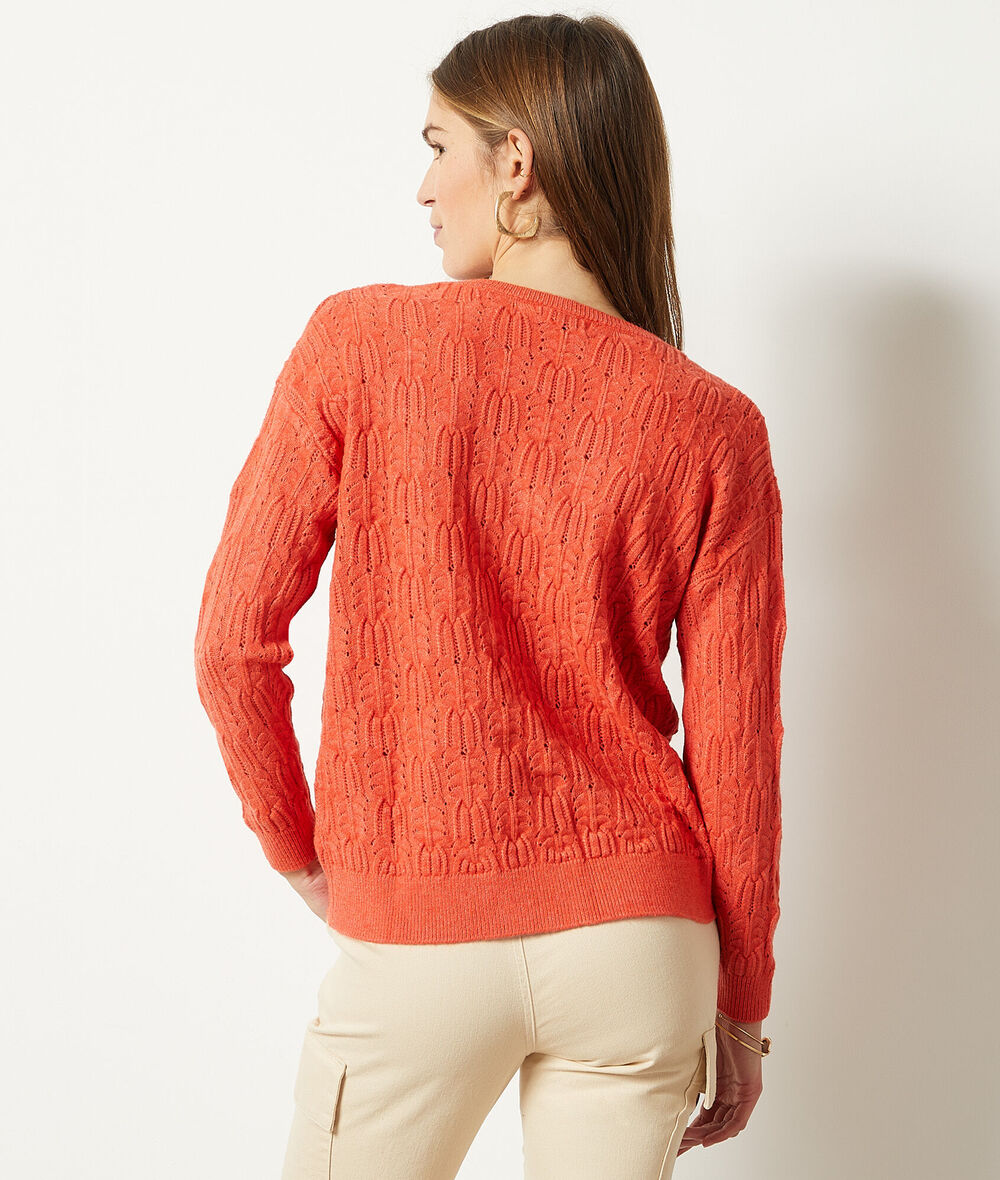Pull en maille ajourée - PALMERA - CORAIL - ETAM
