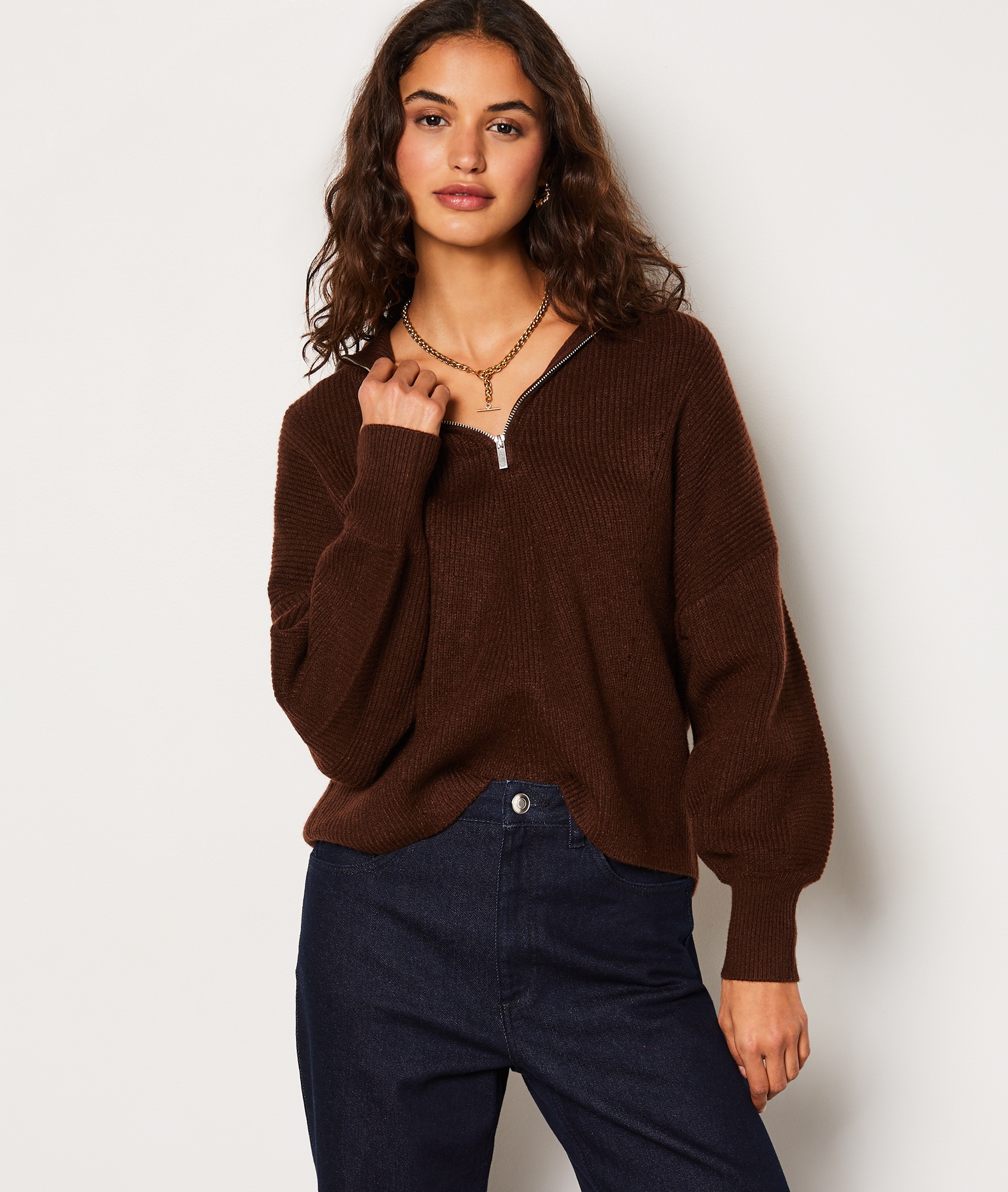 Pull col camionneur FRANCESKA MARRON - ETAM