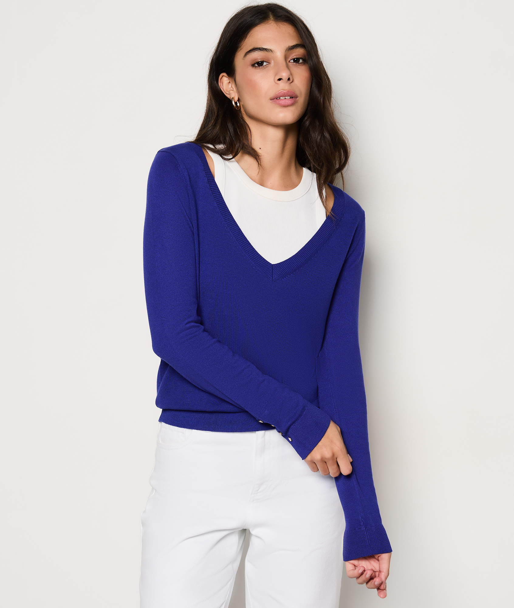 Pull col V CRISS VIOLET - ETAM