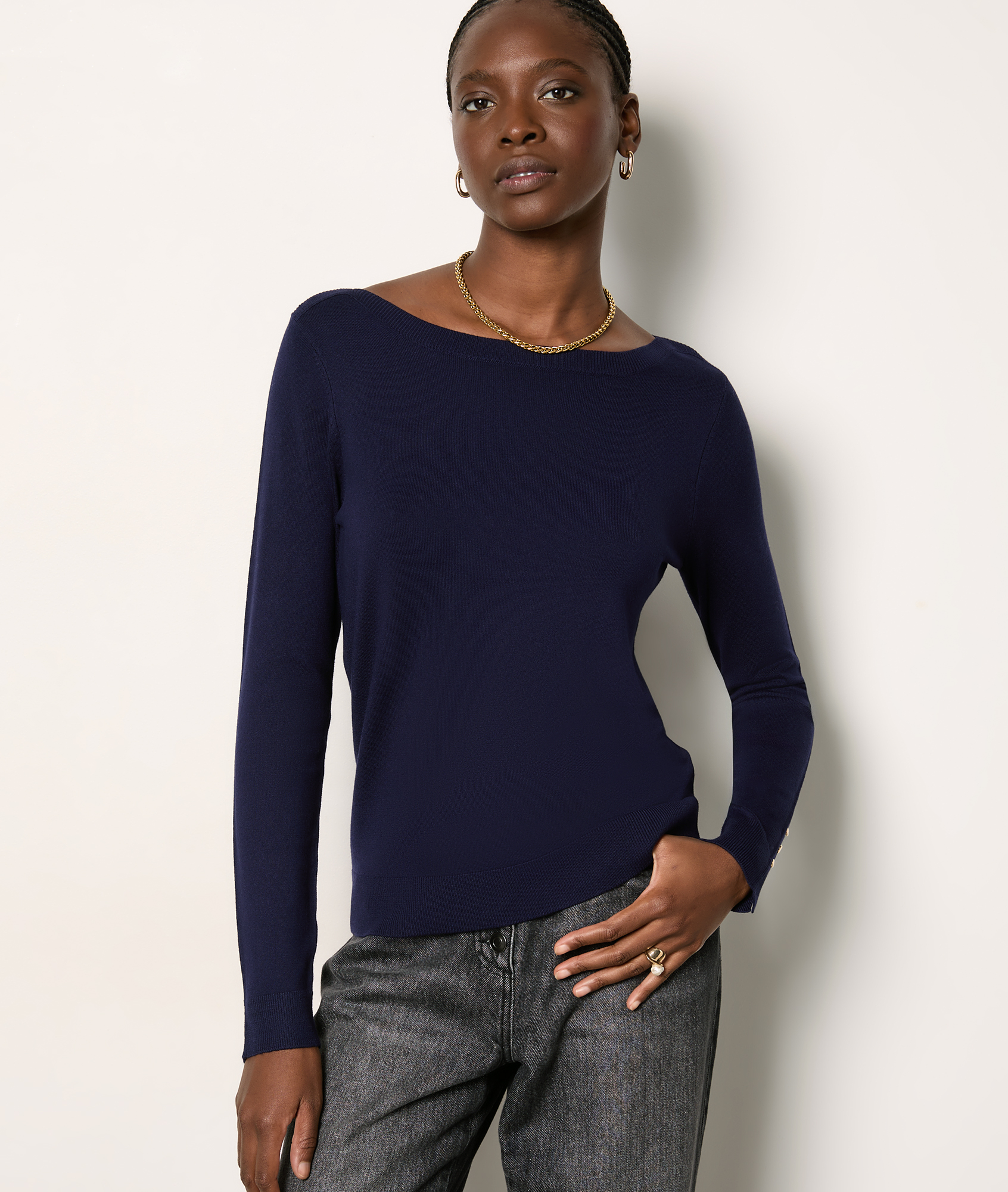 Pull col bateau CRISS BLEU NUIT - ETAM