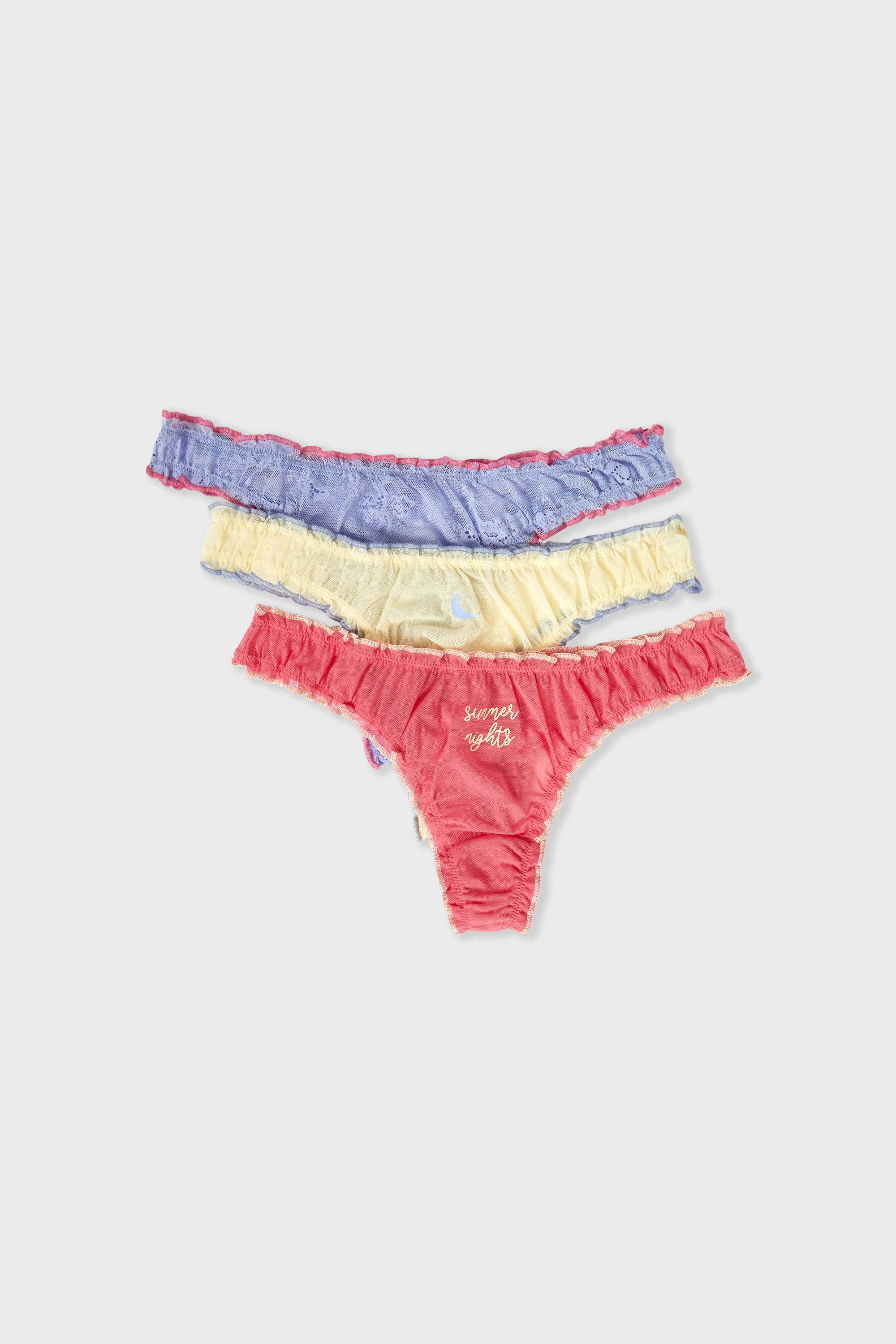 Lot de 3 tanges bloomer en tulle et dentelle JOELLIE JAUNE PALE. - ETAM
