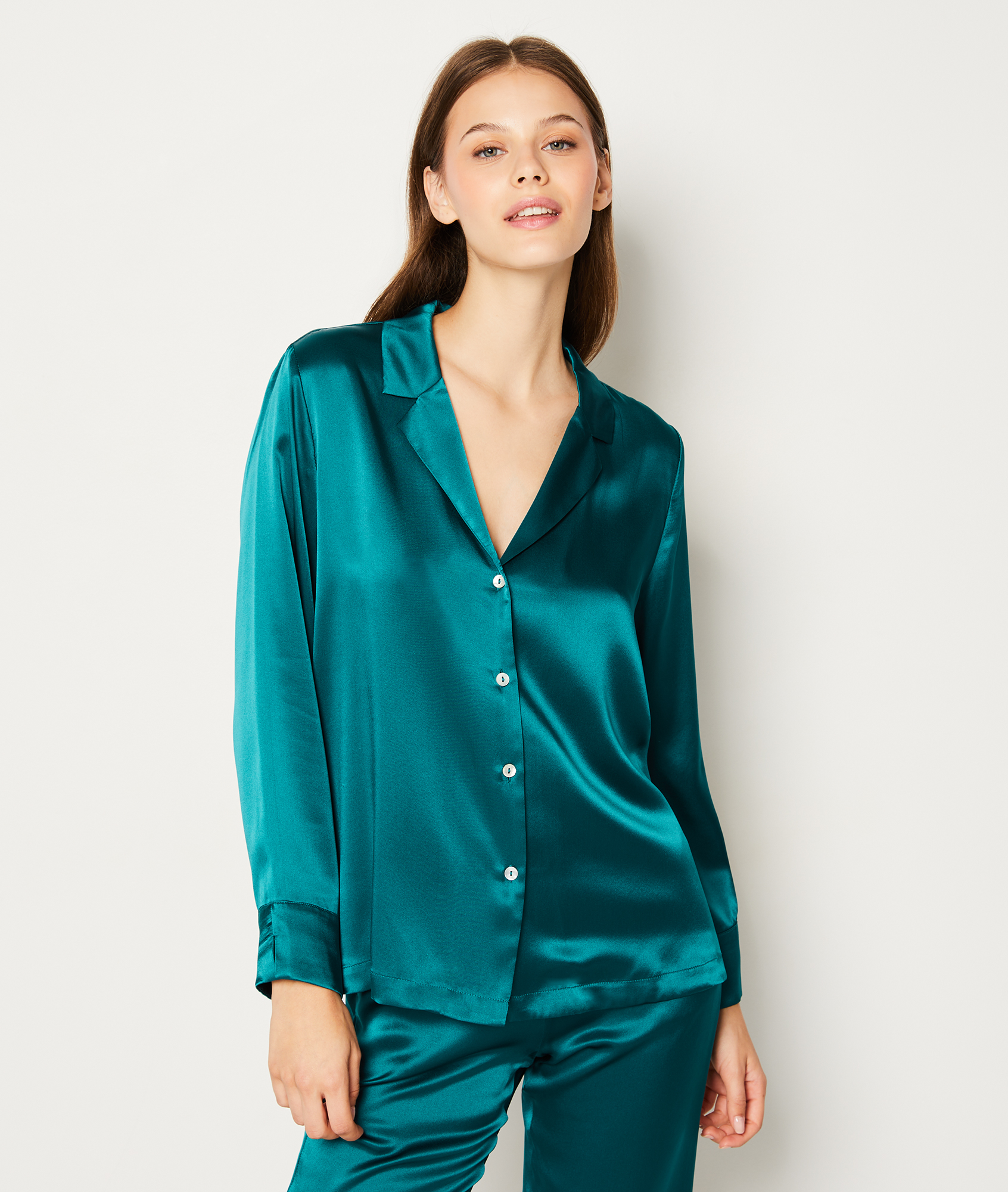 Chemise de pyjama en soie PEARLY EMERAUDE - ETAM