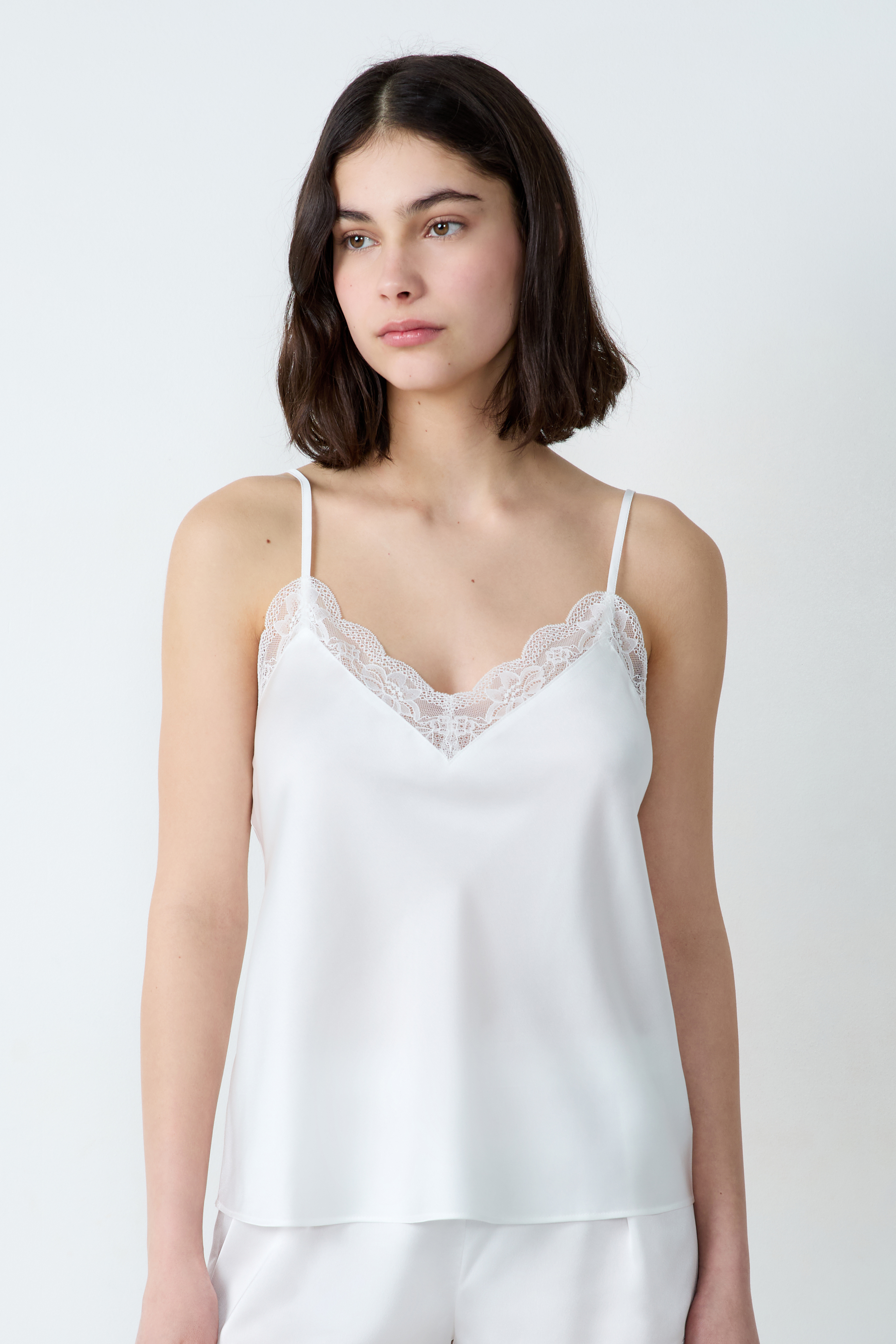Caraco satiné détails dentelle DESIRE BLANC - ETAM