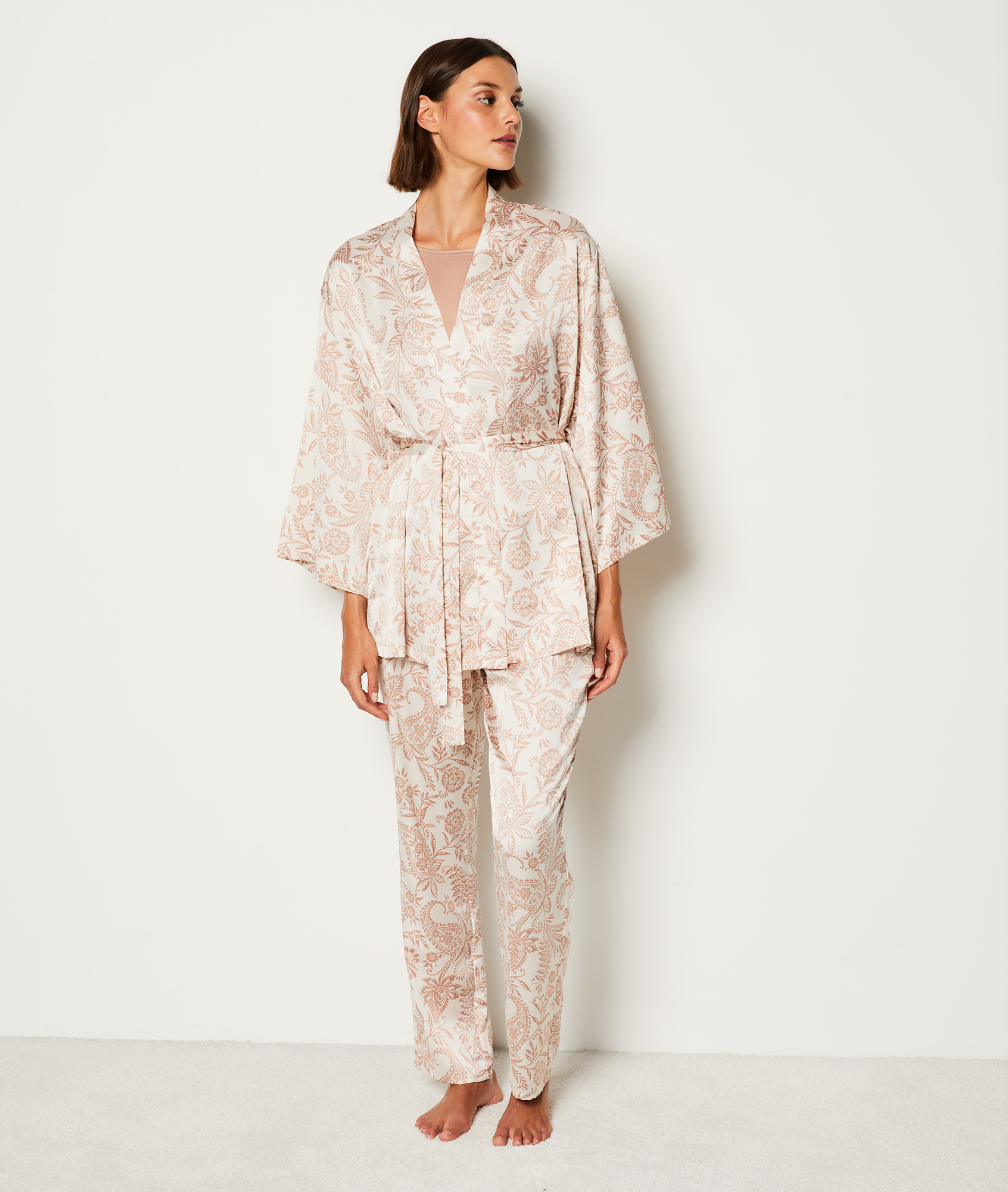 Ensemble 3 pièces de pyjamas satiné BECS IMP FD ECRU - ETAM