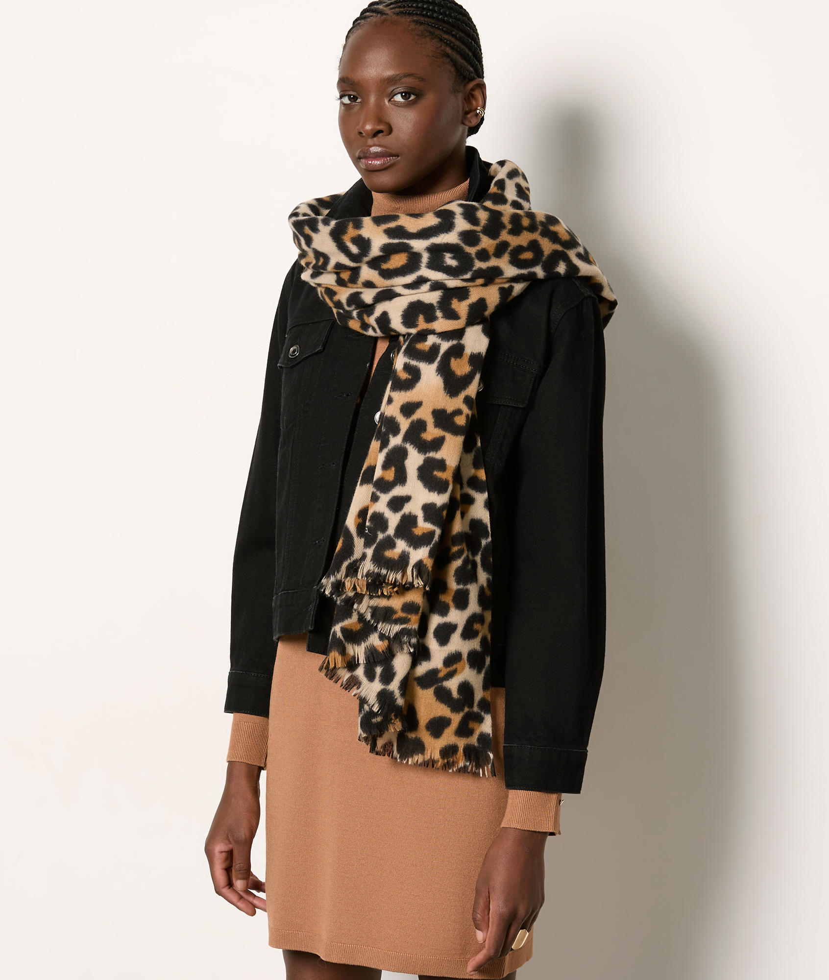 Echarpe motif léopard JILL IMP FD BLANC - ETAM