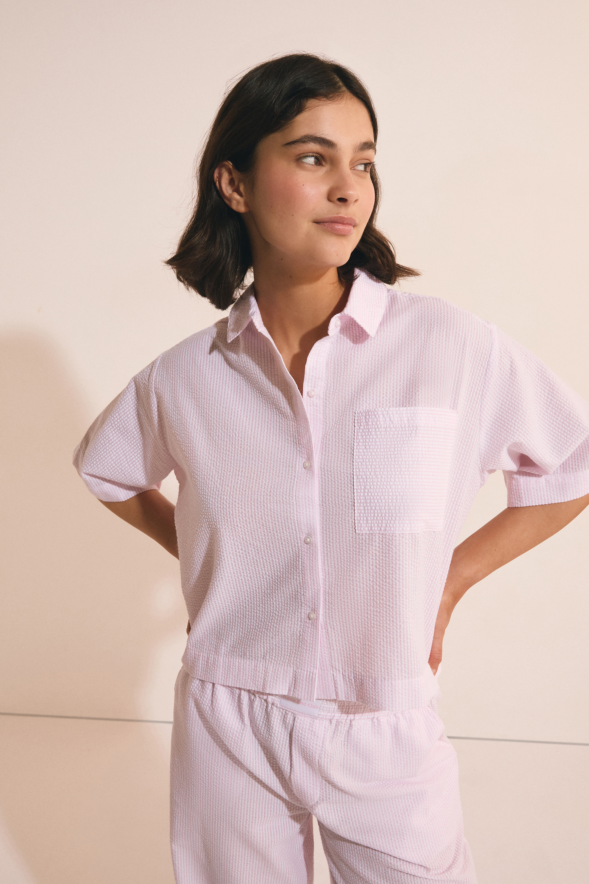Chemise de pyjama avec coton gaufré BETTINA ROSE - ETAM