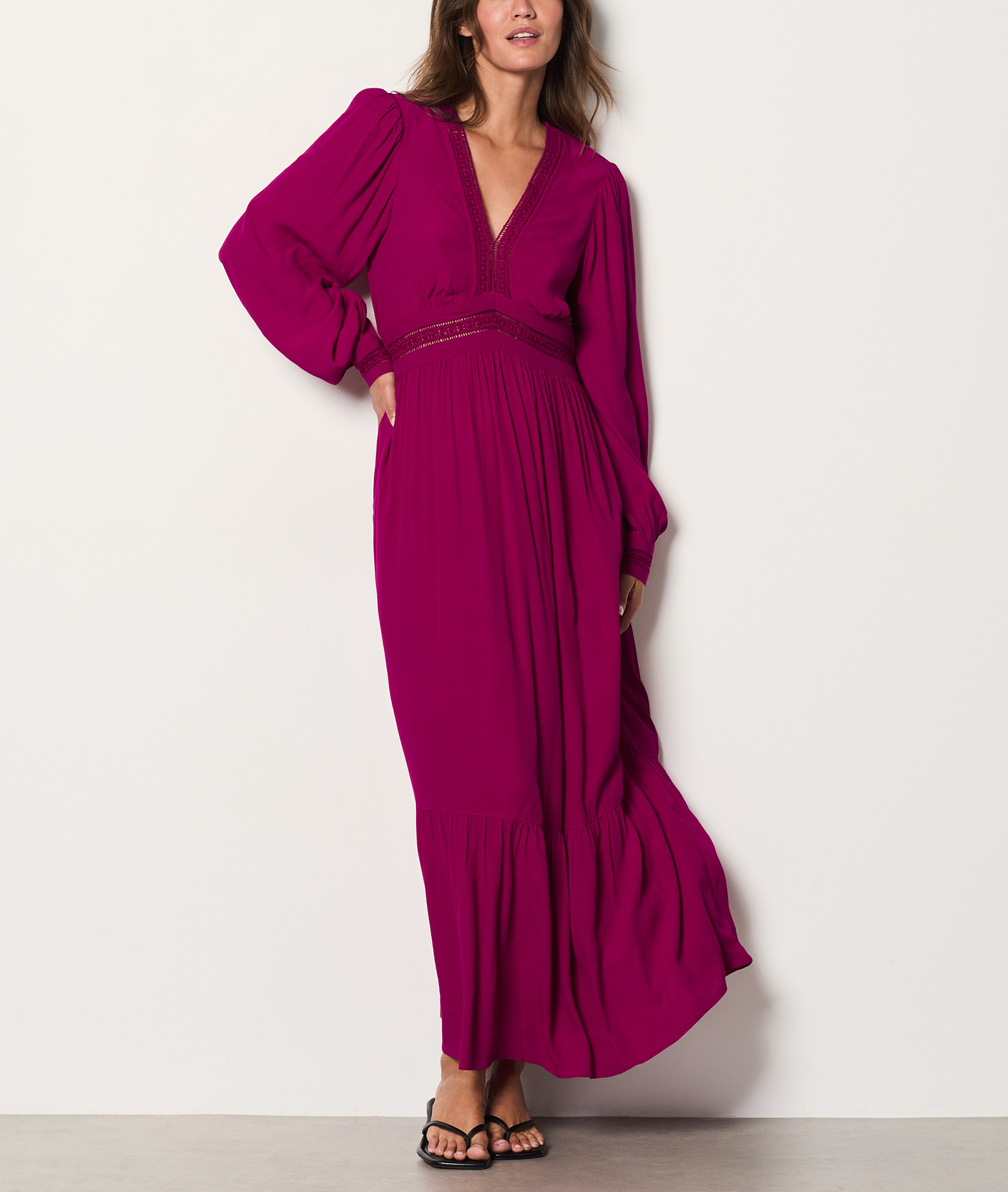 Robe longue manches longues HANNY FUSHIA - ETAM