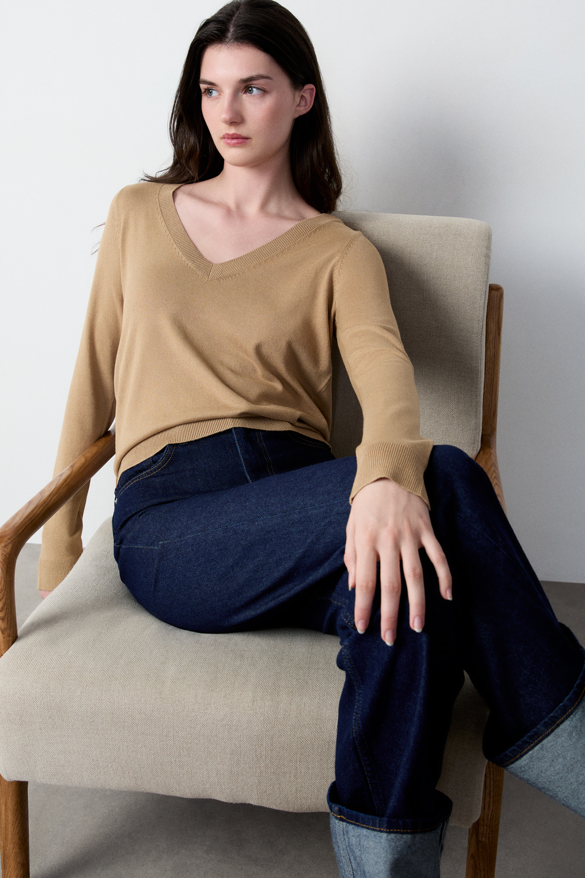 Pull col V GARANCE PRET A TEINDRE - ETAM