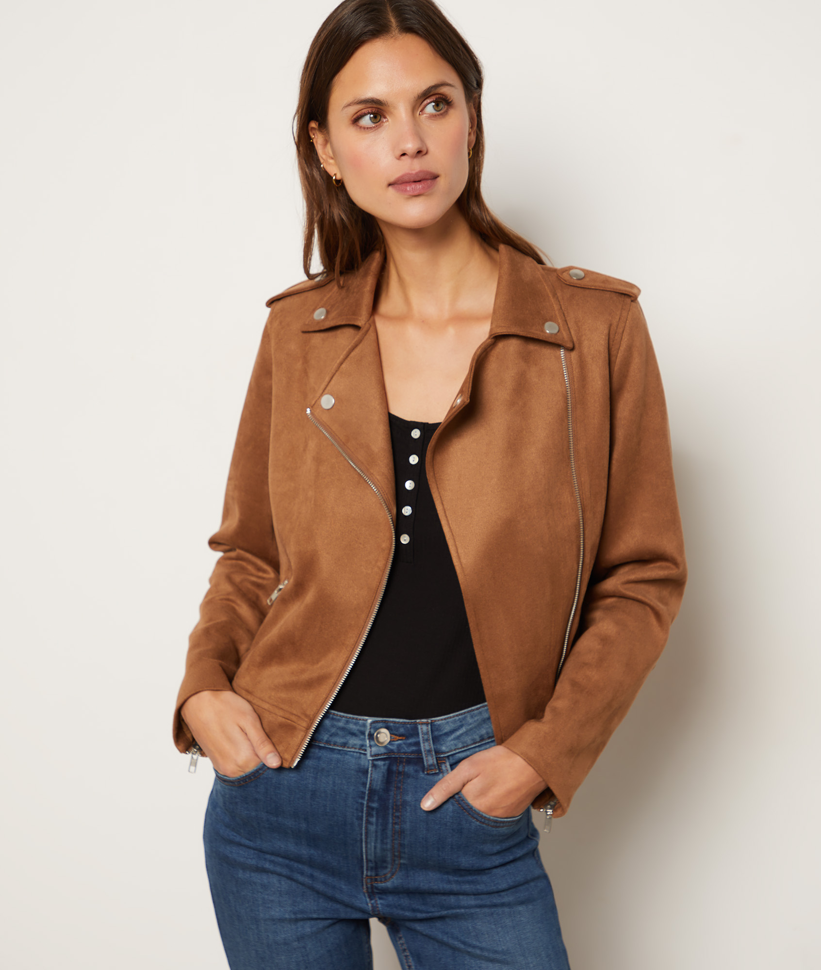 Veste fermeture éclair RECTO TAUPE - ETAM